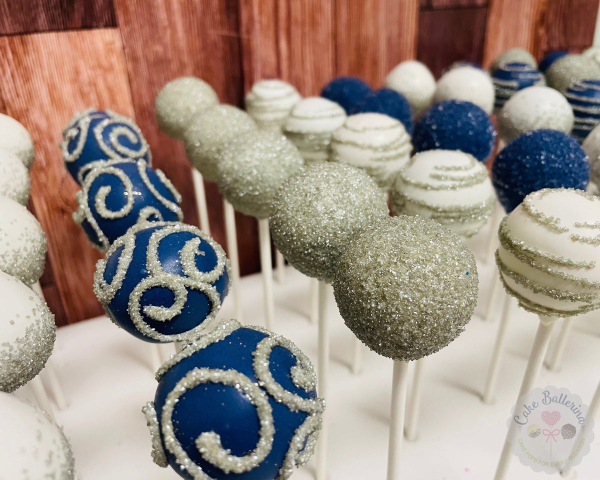 Royal Blue & Silver Cake Pops exclusive at Cake Ballerina