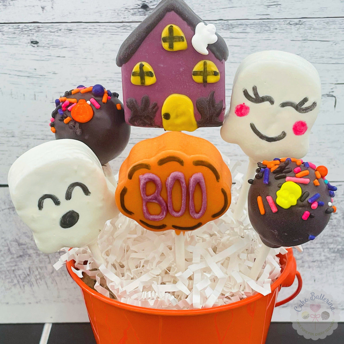 Boo Themed Halloween Cake Pops exclusive at Cake Ballerina